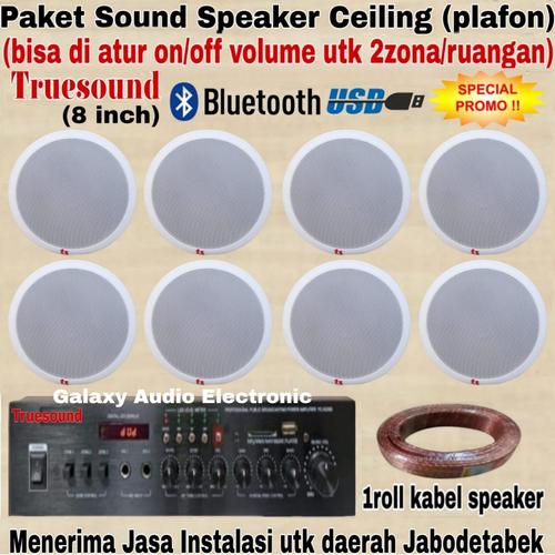Jual Paket sound speaker ceiling TRUESOUND 8inch 2 zona/ruangan isi ...