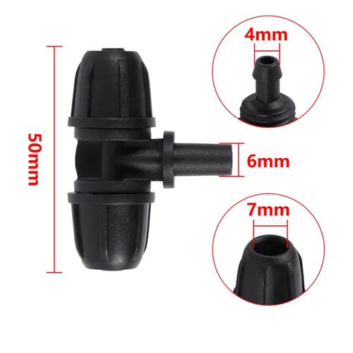 Jual Black Konektor Fitting T Tee Selang PE 7mm / 4mm to 6mm Connector ...