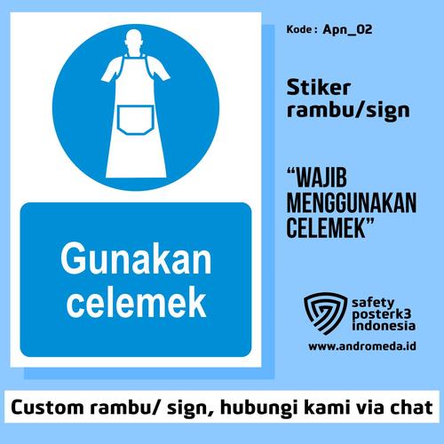 Jual Stiker Vinyl Sign Rambu K3 Gunakan Celemek - 40x30 cm + PVC - Kota ...