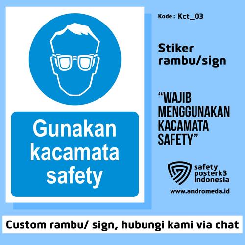 Jual Stiker Vinyl Sign Rambu K3 Gunakan Kacamata Safety - 20x15 cm ...