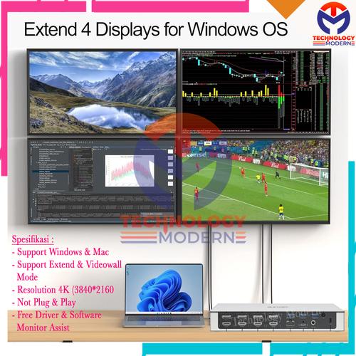 Jual 5K Multiple Monitor Extend 4 Display Built In Video Wall 2x2 Mode ...