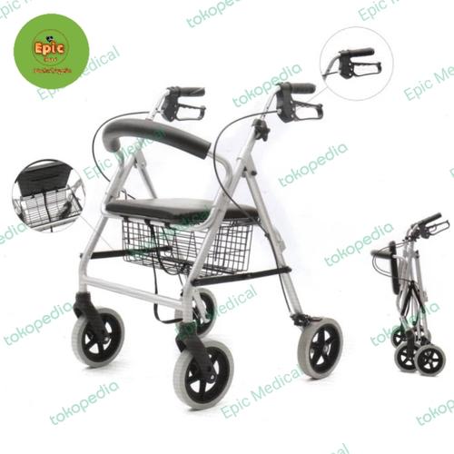 Jual walker rollator lipat, walker alat bantu jalan lansia rolator ...