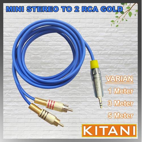 Jual Kabel Audio HP Jack Mini AUX Stereo SLV 3.5 To 2x RCA Gold ...