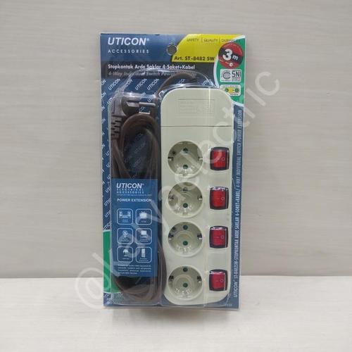 Jual PROMO STOP KONTAK UTICON 4 LUBANG SAKLAR KABEL 3 METER UTICON ST ...