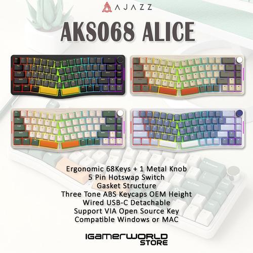 Promo Ajazz AKS068 Alice Layout 68 Keys Mechanical Keyboard Wired RGB ...