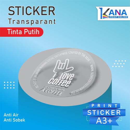 Jual Print Stiker Lebel Transparant Tinta putih / Cetak Sticker Label ...