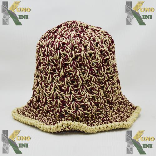 Jual HANDMADE TOPI RAJUTAN WARNA CREAM PERPADUAN DENGAN MERAH MAROON ...