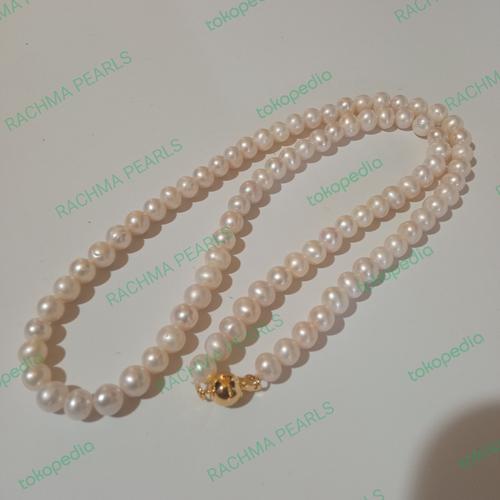 Jual kalung mutiara air tawar kualitas super 5mm 6mm panjang 60 cm ...