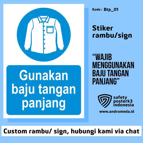 Jual Stiker Vinyl Sign Rambu K3 Gunakan Baju Tangan Panjang - 20x15 cm ...