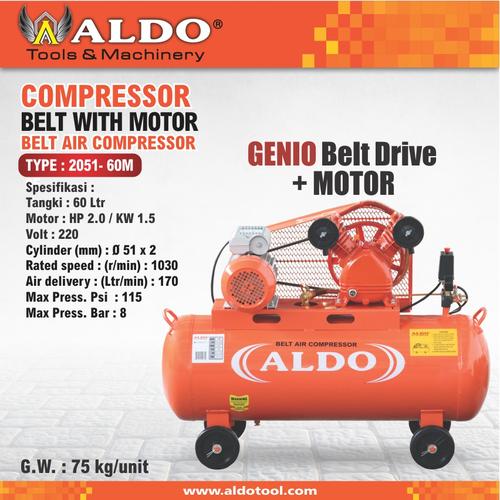 Jual MESIN KOMPRESOR ANGIN / COMPRESSOR BELT WITH MOTOR 2 HP 2051-60M ...