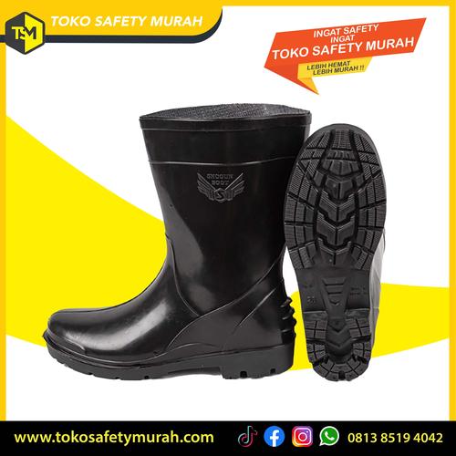 Jual Sepatu Boot Kerja Boots Proyek Bot Anti Air Pendek Karet Hitam ...