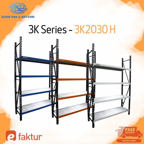 Jual Rack gudang besi 300kg/ layer 3m 4susun panjang 2m Hitam - Merah ...