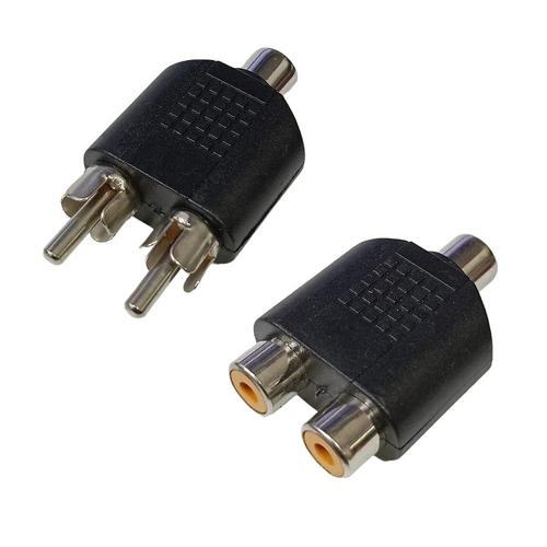 Jual Jack Konektor Y RCA male to 2RCA female - RCA F to 2RCA F ...