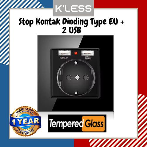 Jual Stop Kontak Dinding Tanam Wall Socket Tempered Glass design with 2 ...