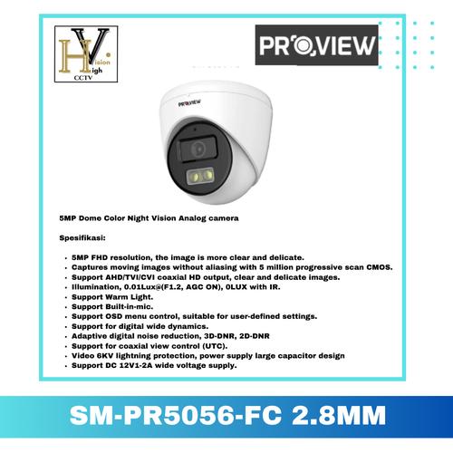 Jual CAMERA CCTV PROVIEW INDOOR COLOR+AUDIO SM-PR5056-FC 2.8MM 5MP ...