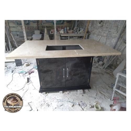 Jual Meja Dapur Batu Granit Hitam Variasi Batu Marmer Putih + Lubang ...