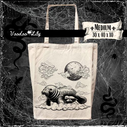 Jual MEDIUM - Voodoo Lily Canvas TOTE BAG, printed - Manatee Moon Cloud ...