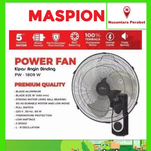 Jual MASPION PW-1809 W Wall Fan / Kipas Angin Dinding Besi 18 Inci ...