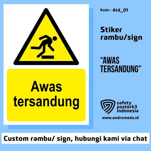 Jual Stiker Vinyl Sign Rambu K3 Awas Tersandung - 40x30 cm, Stiker Saja ...