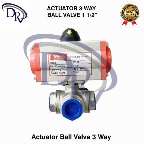 Jual Actuator Ball Valve 3 Way Type L Port Double Acting Size 1 1/2 Inch - BALL+ACTUATOR ...