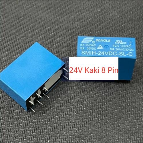 Jual Relay Songle 24V Kaki 8 Pin SMIH-24VDC-SL-C 16A Biru Ampere Besar ...