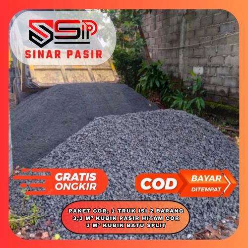 Jual paket cor batu split 3 m³ kubik pasir hitam cor atau pasir beton 3 ...