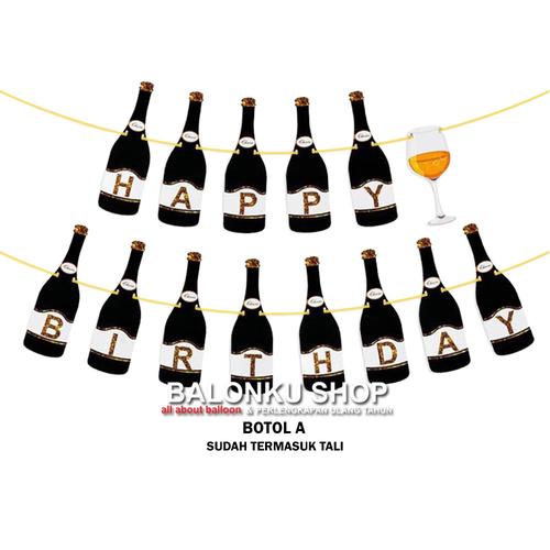 Jual Banner Happy Birthday Botol / Bunting Flag Happy Birthday Botol ...