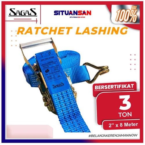 Jual Ratchet Lashing Tie Down tali pengikat uk.2" 3ton x 8 mtr Sagas ...