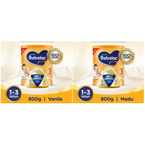 Jual Bebelac 3 Vanila / Madu 800 GR Susu Bubuk Pertumbuhan Bayi 1 - 3 ...