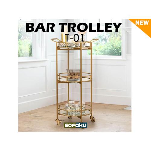 Jual BAR TROLLEY Rak T-01 - Rak 3 Tingkat Trolley Mewah Besi Gold ...