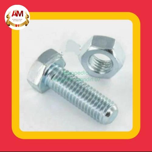 Jual baut mur m16 x 25mm galvanis putih + 1ring plat - Jakarta Pusat ...