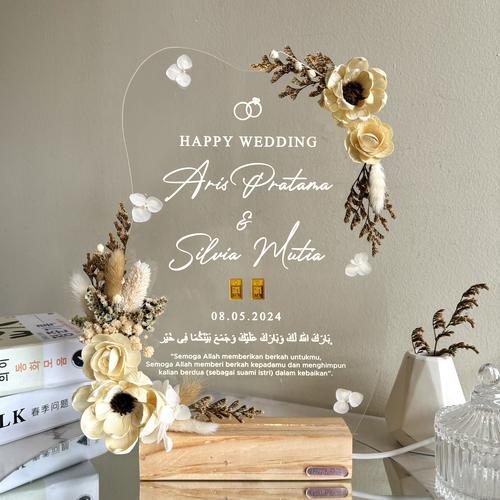 Jual HAZEL - Mahar pernikahan acrylic akrilik wedding gift nikah dried ...