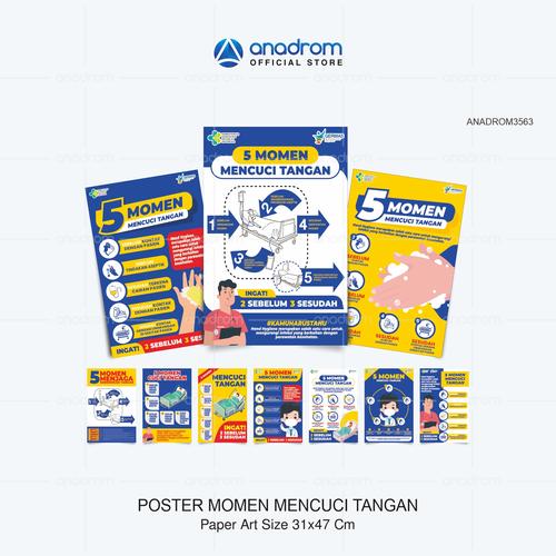 Jual Poster 5 Momen Mencuci Tangan | Poster 5 Momen Untuk Kebersihan ...