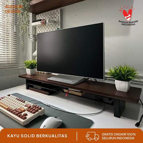 Promo DESK SHELF STAND RISER Stand Monitor medium kayu solid premium ...