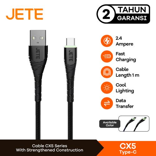 Promo Kabel Data Kabel USB Type C Fast Charging with LED Light JETE CX5 ...