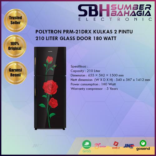 Jual POLYTRON PRM-21DRX KULKAS 2 PINTU 210 LITER GLASS DOOR 180 WATT (NEW) (KHUSUS BANDUNG ...