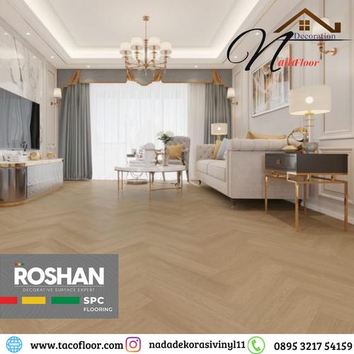 Jual spc flooring roshan lantai spc motif herringbone tebal 5 mm + foam ...