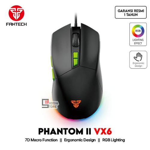 Jual FANTECH PHANTOM II VX6 MOUSE GAMING MACRO RGB LIGHT PROGRAMMABLE ...