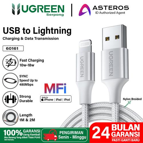 Jual UGREEN Kabel Data iPhone MFi USB Lightning Fast Charging Nylon Braided - Bundling 18W BL ...