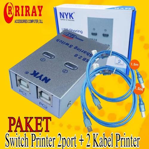 Jual AutoSwitch printer 2port Auto Switch Usb Printer 2 Port Sharing Switcher USB 2.0 Printer ...