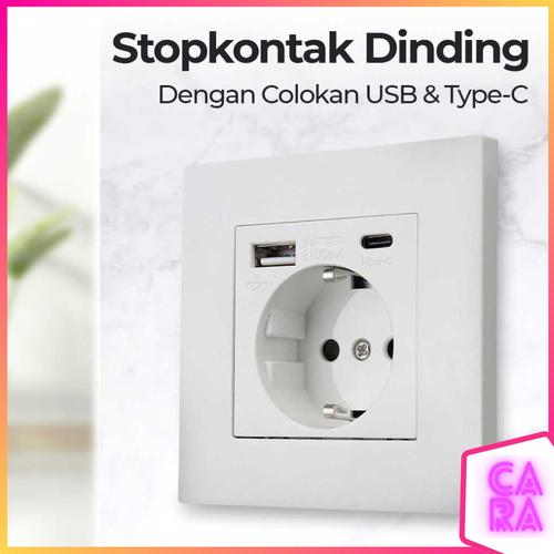 Jual Stop Kontak Dinding USB Type-C Colokan Listrik Tembok HB16 - Putih ...