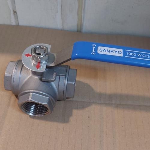 Jual Ball valve SANKYO 3 way drat SS316 3/4" inch - Jakarta Barat - Cipta jaya teknik | Tokopedia