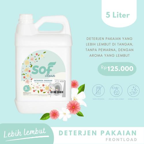 Jual Sof Clean deterjen laundry cair 5 liter , sabun cuci baju untuk mesin cuci lubang depan ...