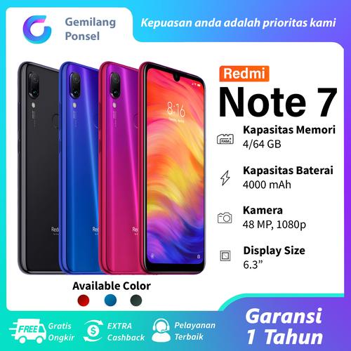 Promo HP Note 7 Pro Ram 6GB/128GB Smartphone 4G LTE 6.3 inch Dual SIM 48MP+5MP Handphone Garansi ...