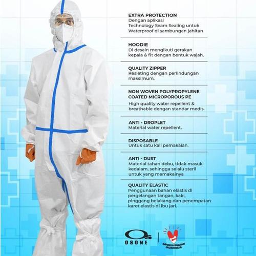 Jual Alat Pelindung Diri APD Hazmat Suit Coverall Osone with Seam ...