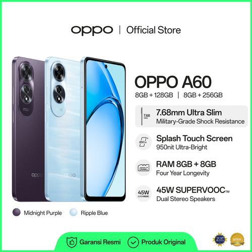 Promo OPPO A60 8GB+8GB/128GB & 256GB (Garansi Resmi) XYZ8732OP - Biru ...
