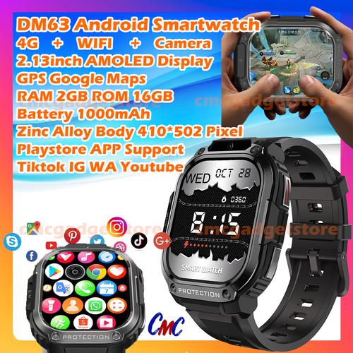Jual DM63 Smartwatch 4G Wifi Android Playstore AMOLED Watch Pria Wanita ...