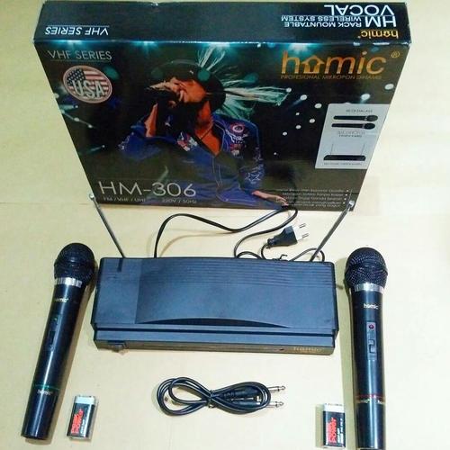 Jual BARU || Mic / Microphone HOMIC Double Wireless HM-306 HM306 VHF ...