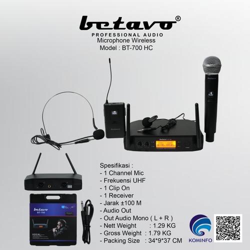 Jual Mic Wireless BETAVO BT-700 HC / BT700 HC Clip On ORIGINAL+ Koper ...