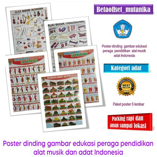 Jual Poster dinding edukasi anak paket gambar alat musik dan adat ...